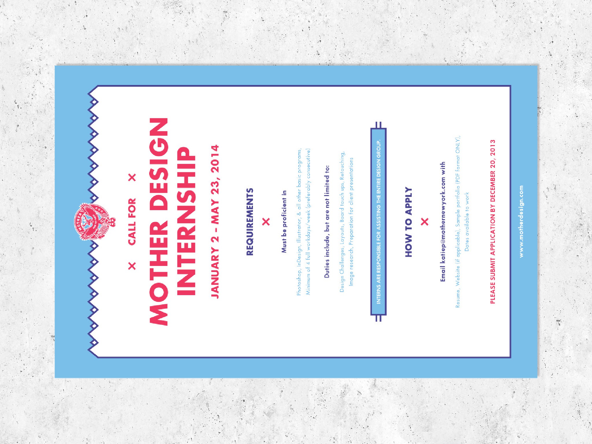 Call For Intern Poster by Taylor Geick – SVA Design