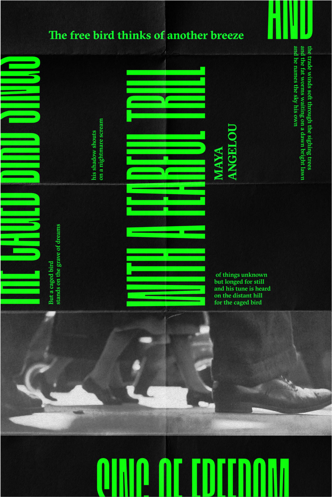 Caged Bird Doubled-Sided Fold-Up Poster by Binlin Cao – SVA Design