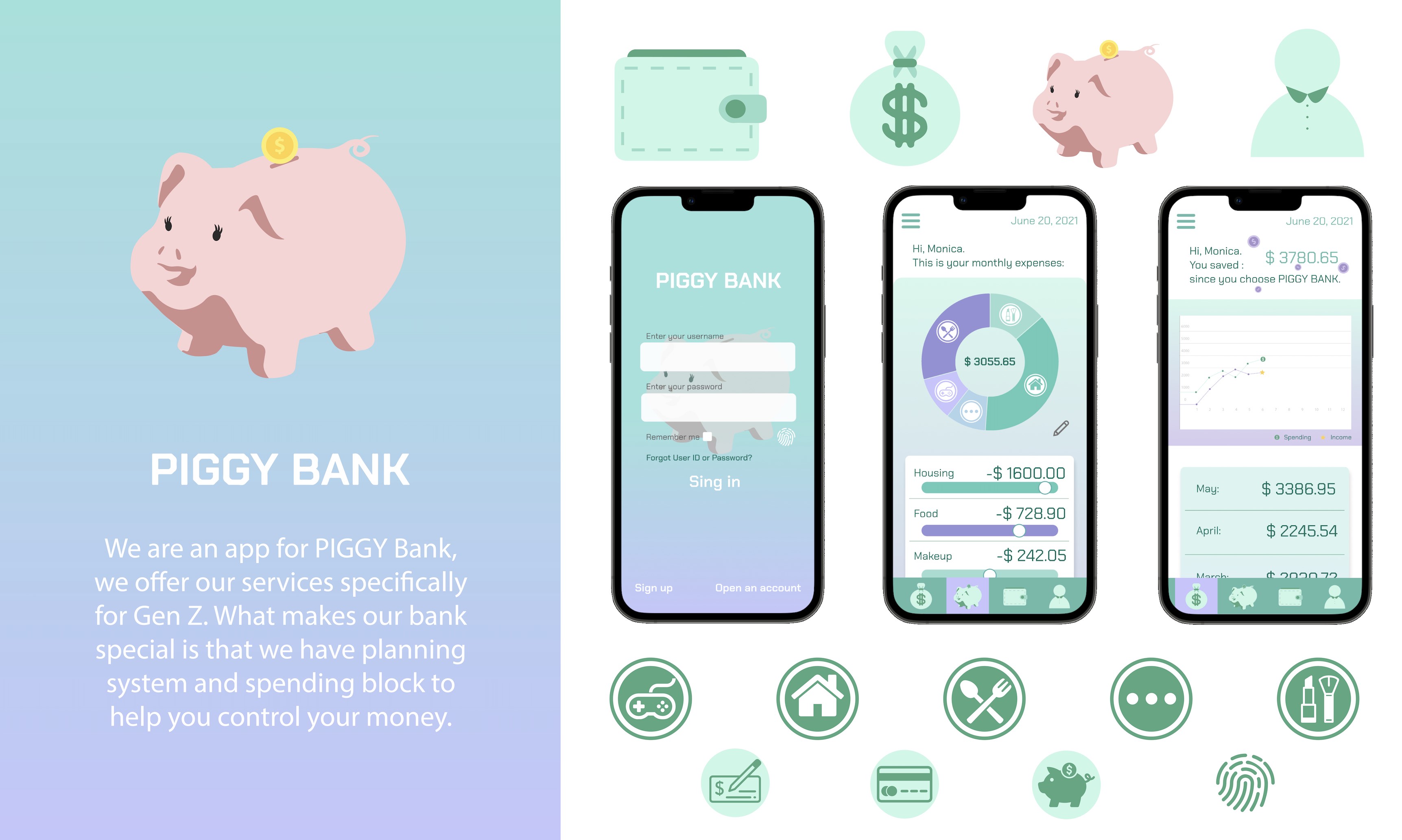 Piggy Bank App Design by Xinlin Cui – SVA Design